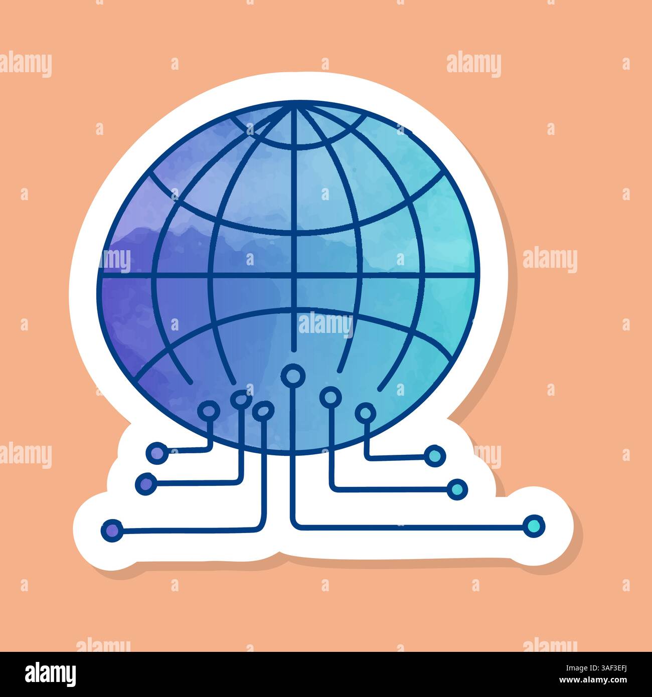 Cyber world icon metaverse color sticker Stock Vector Image & Art - Alamy