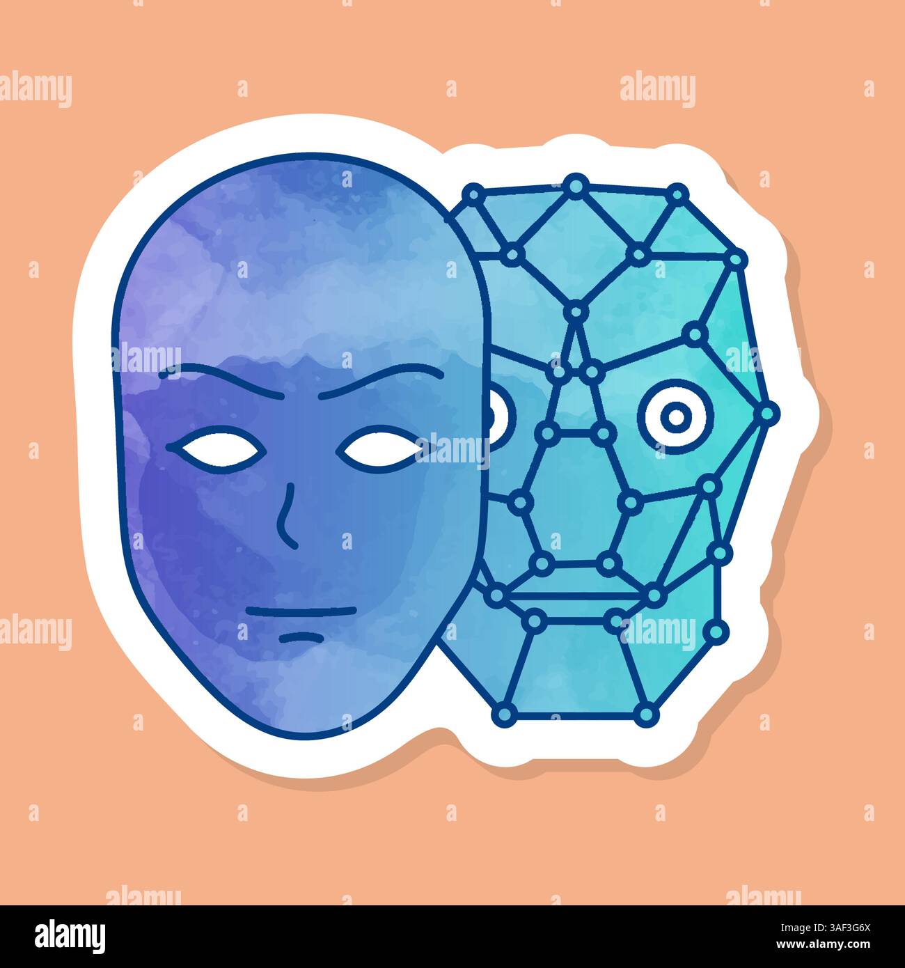 Deep fake icon face swap color sticker Stock Vector Image & Art - Alamy