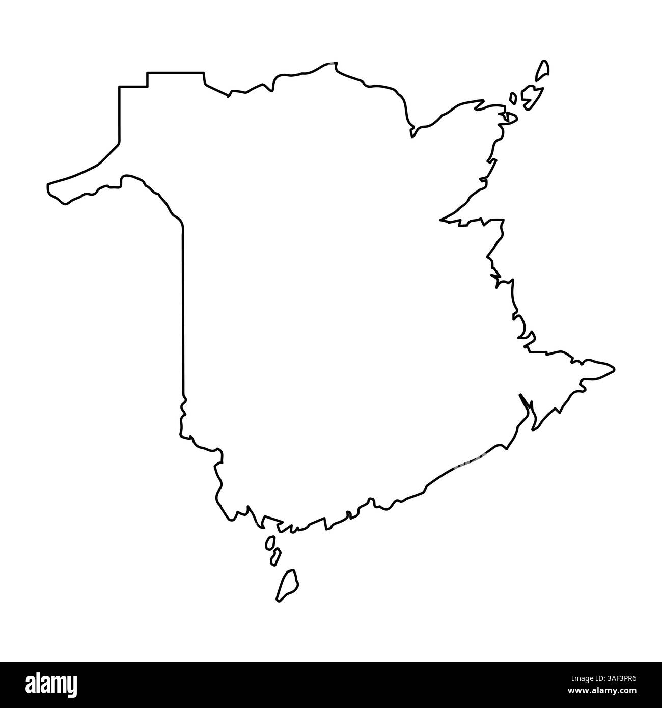 New Brunswick Outline Map Canadian Province Border Stock Vector Image ...