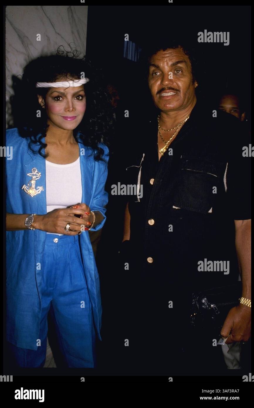 June 1985; Hollywood, CA, USA; LATOYA JACKSON and her dad JOE JACKSON ...