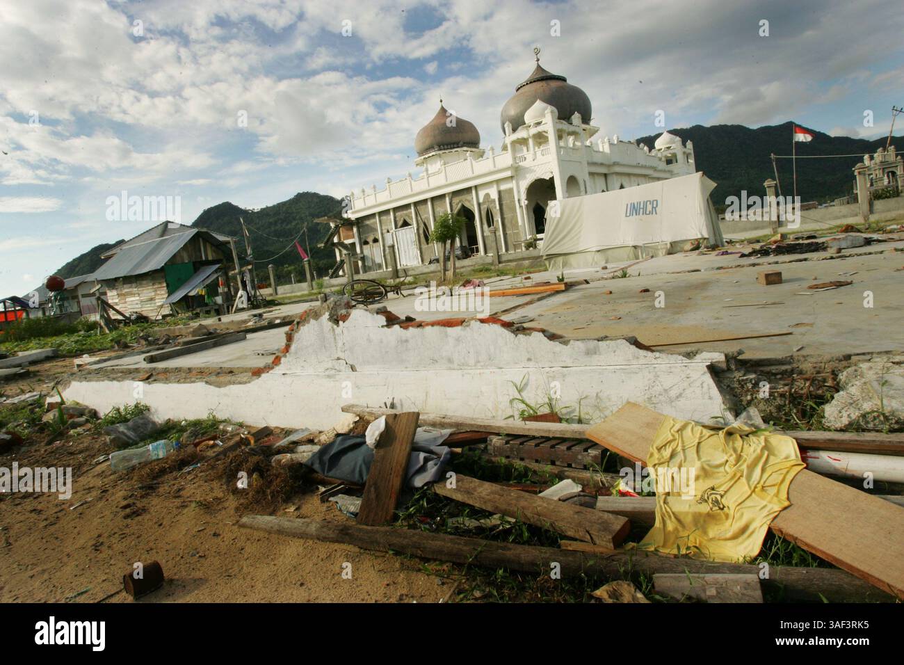 Dec 10, 2005; Banda Aceh, INDONESIA; A badly damaged mosque near the ...