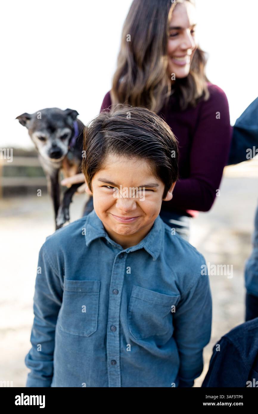 Six Year Old Boy Making Silly Face During Family Photos in San Diego ...