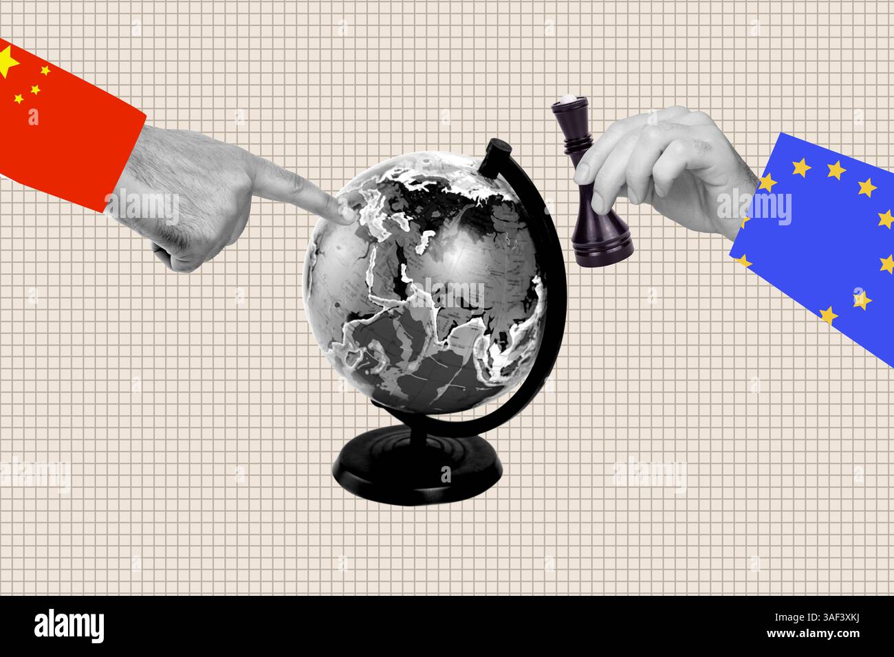 Trend artwork poster sketch image collage of globe map geography hand ...