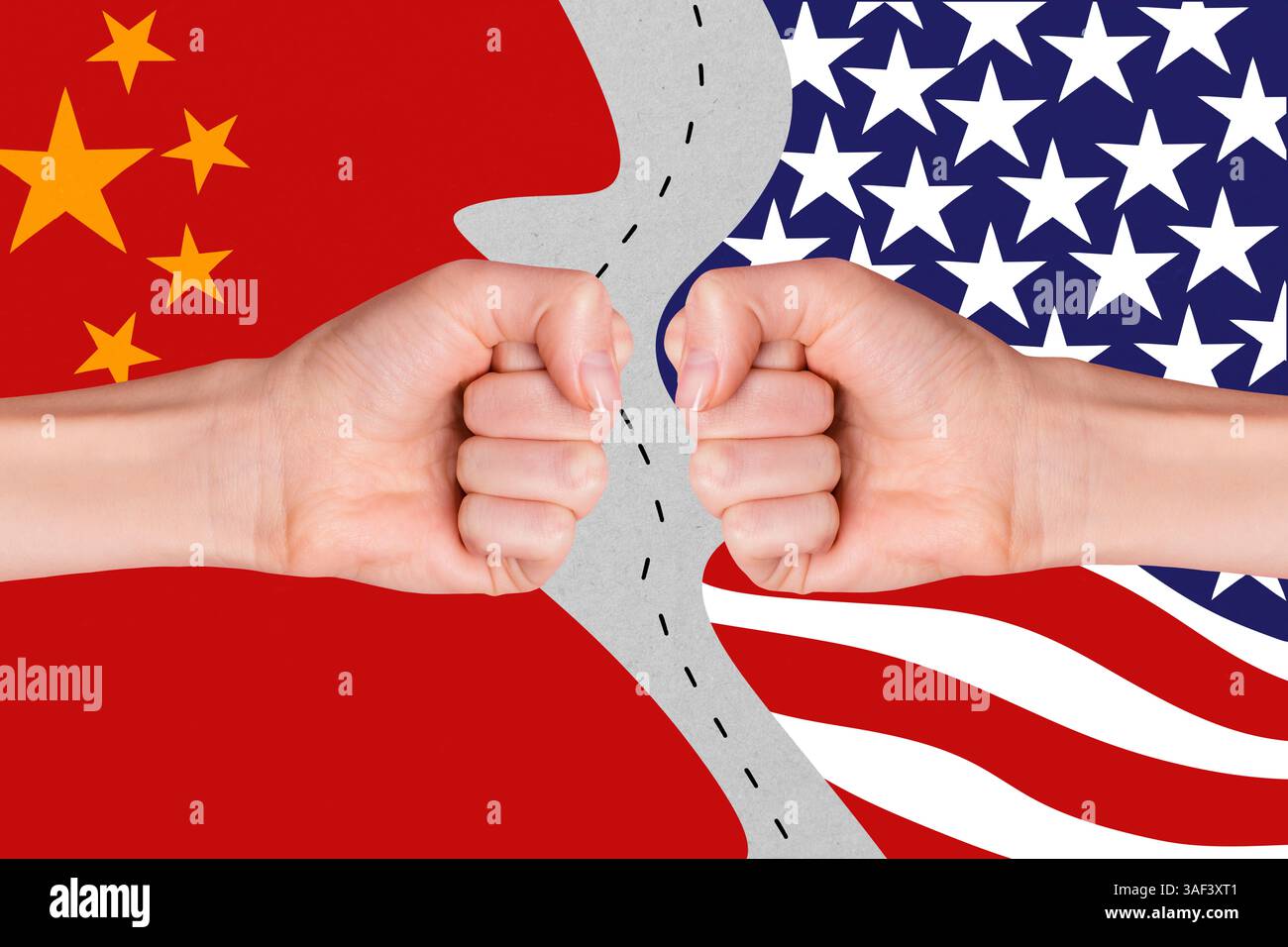 Composite art 3d creative image collage of two human hands show fist ...