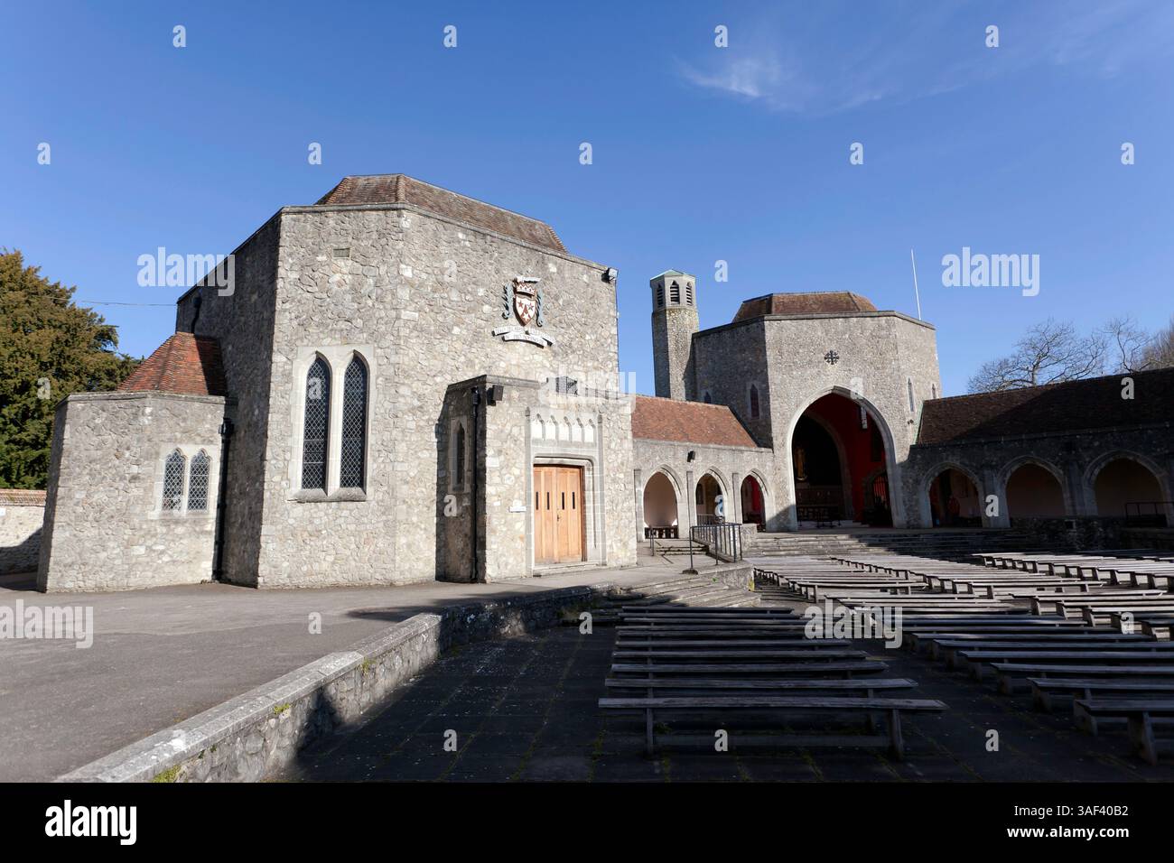 View of part of the large piazza and Chapels, built in the 1950's to ...