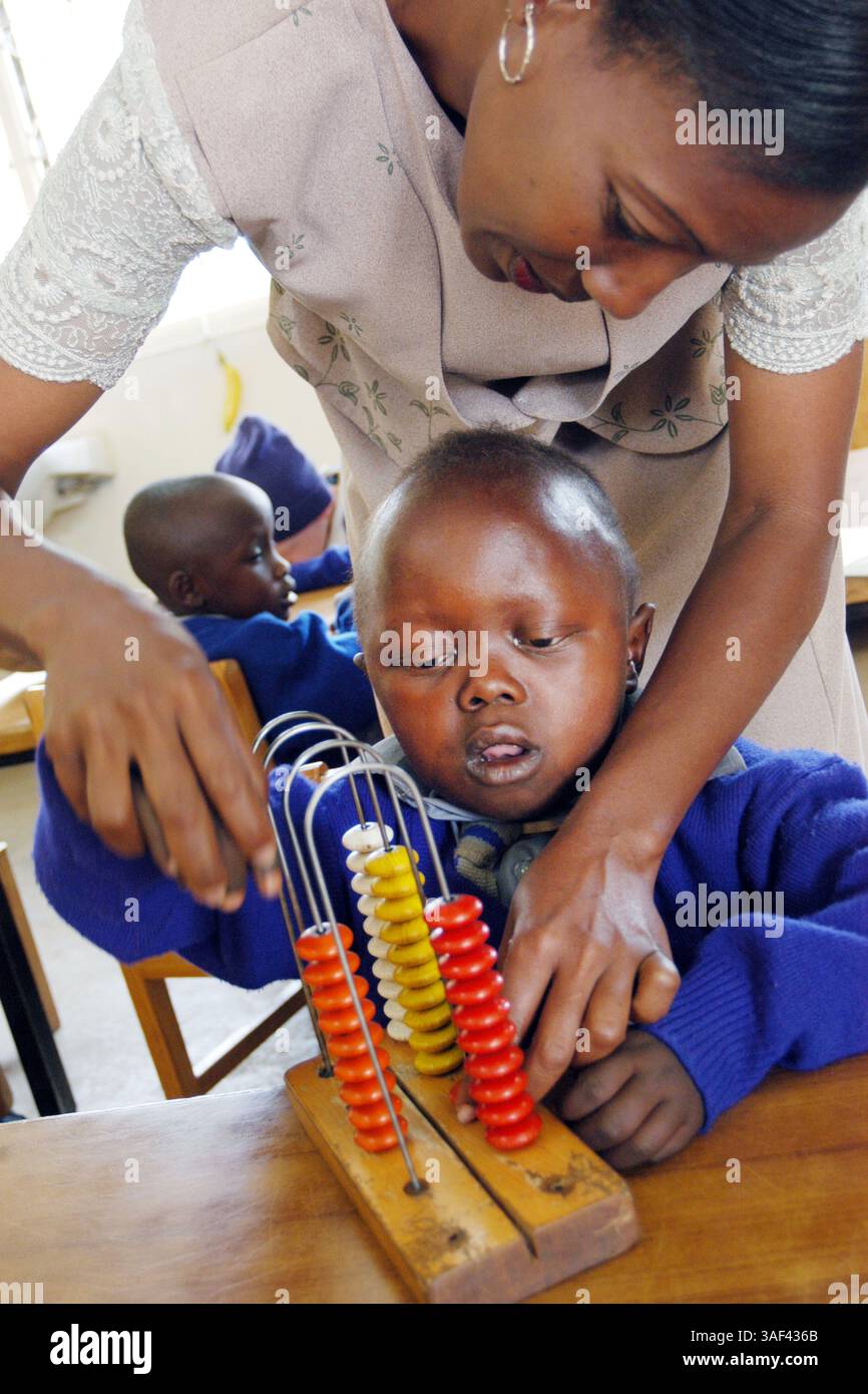 Education for the blind takes place at Kilimani School in Kenya. The able and visually impaired ...