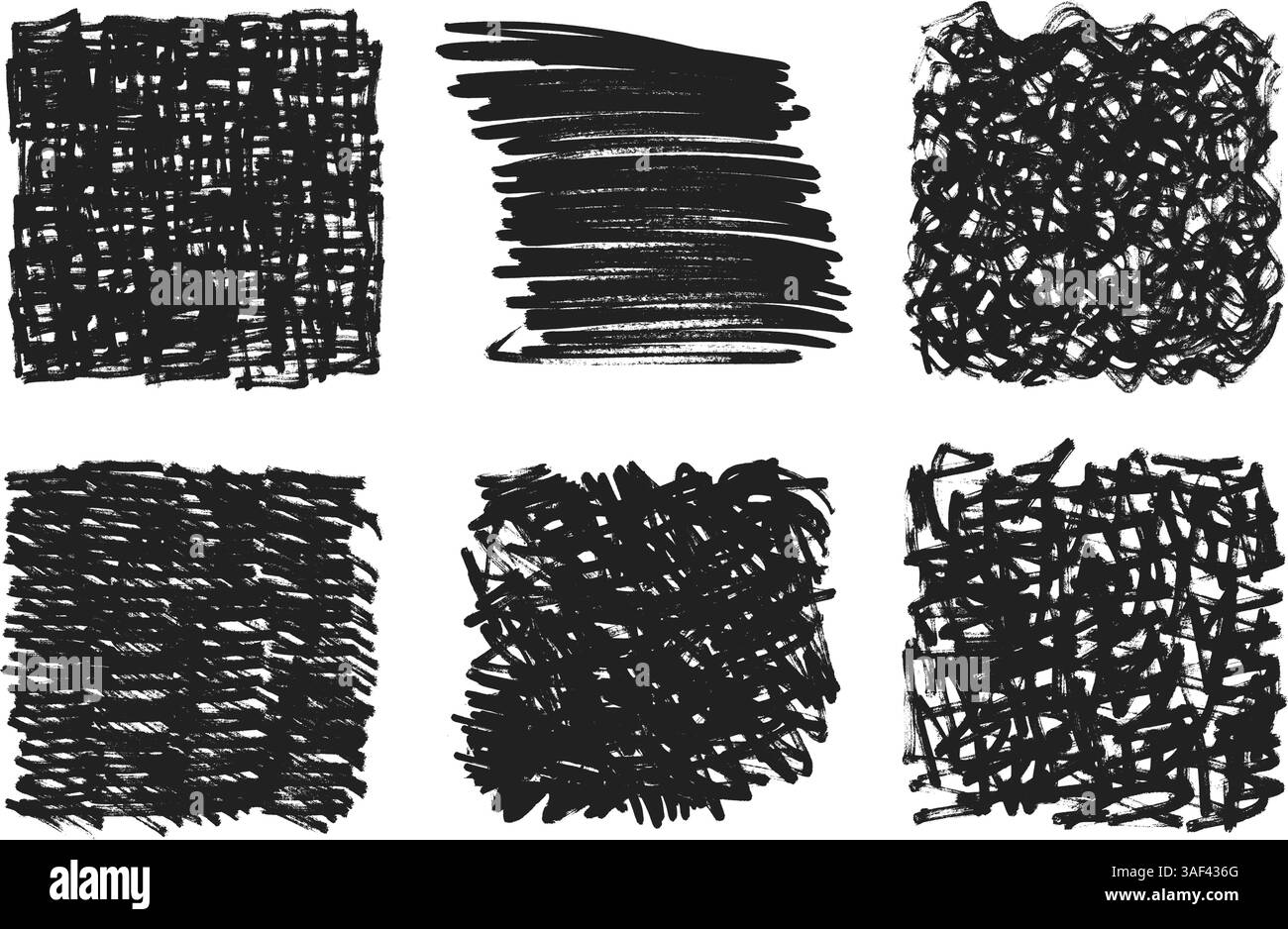 Chalk or charcoal texture smear scribble boxes dirty sketches trace set vector illustration ...