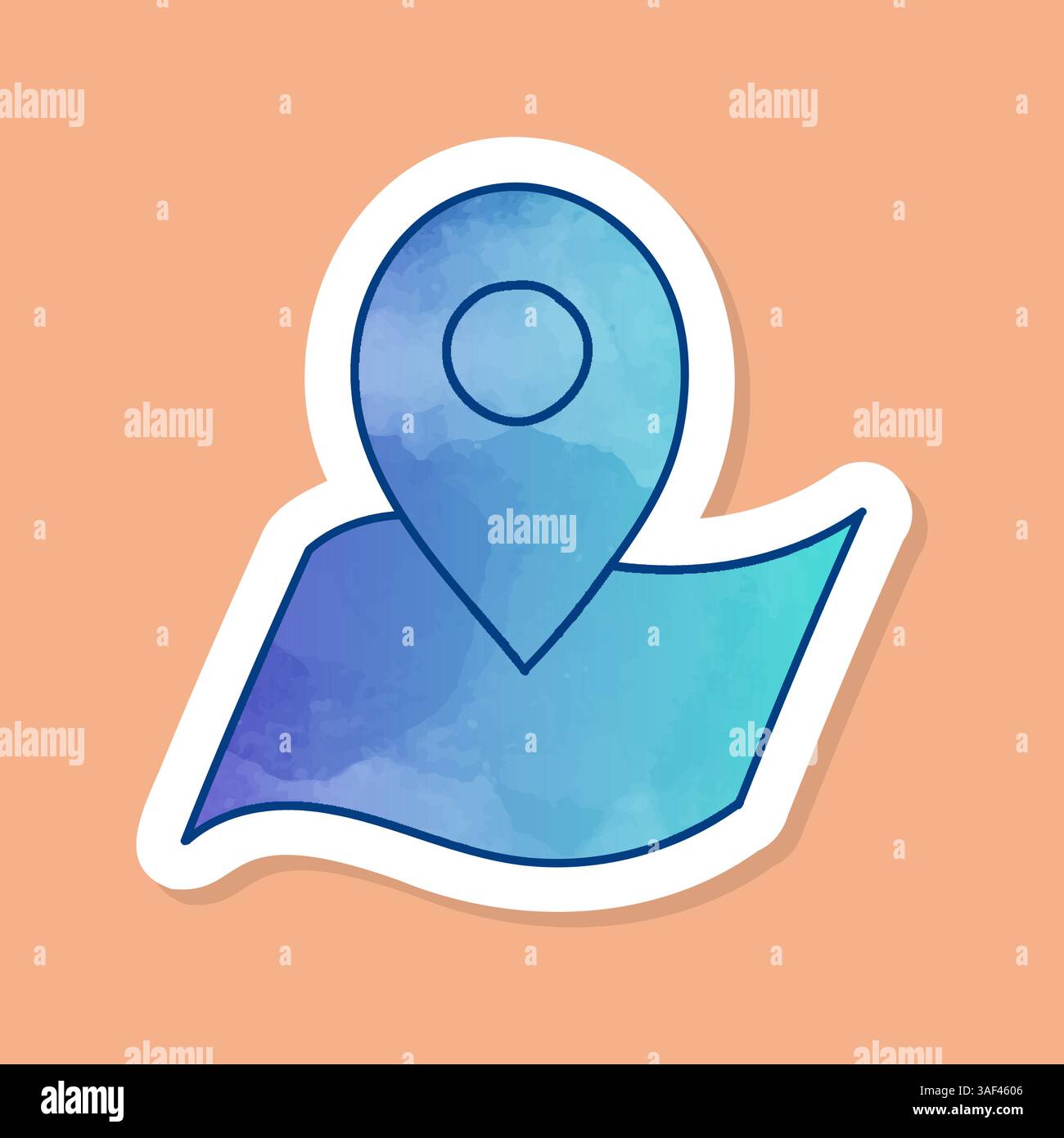 color sticker map pin on paper icon Stock Vector Image & Art - Alamy