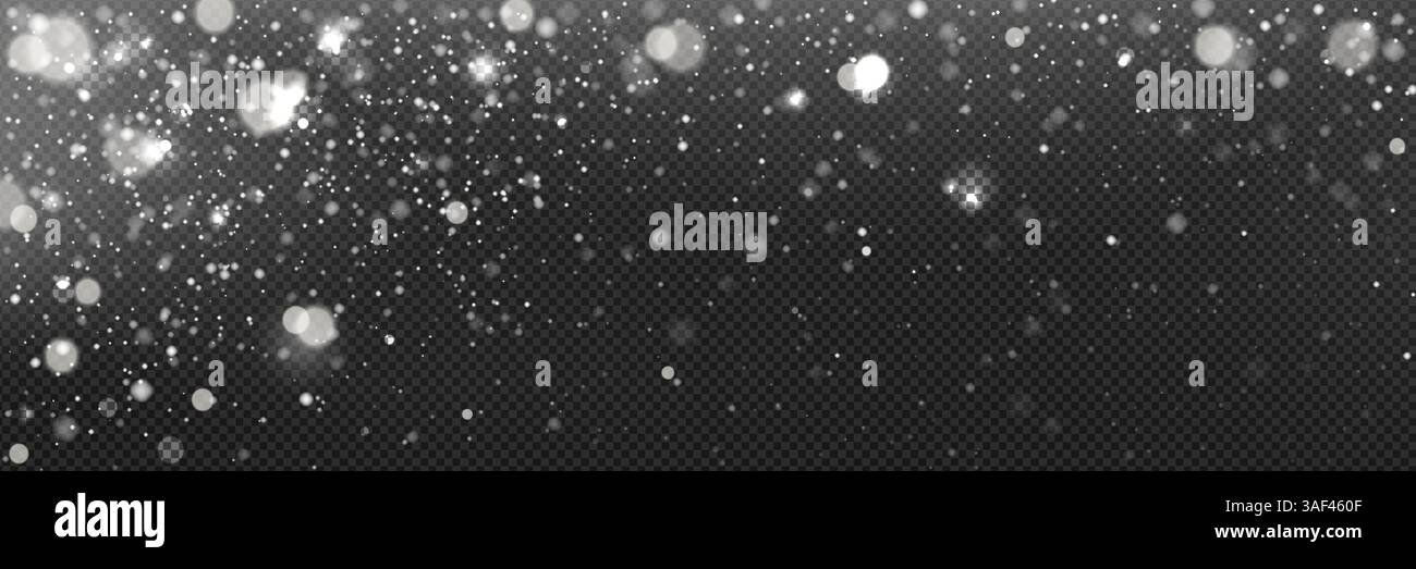 Snow falling on transparent background. Vector realistic illustration ...