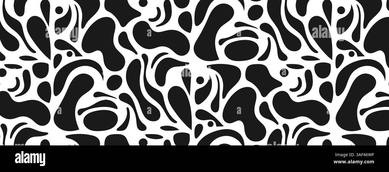 Abstract Black And White Organic Fluid Pattern Seamless Background Stock Vector Image And Art Alamy