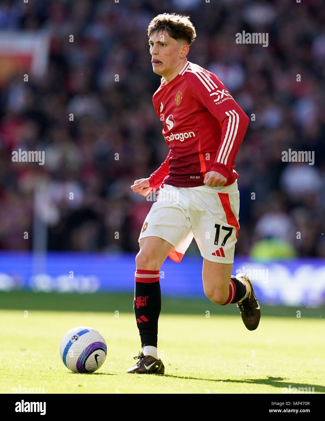 Manchester, UK. 6th Apr, 2025. Alejandro Garnacho of Manchester United ...