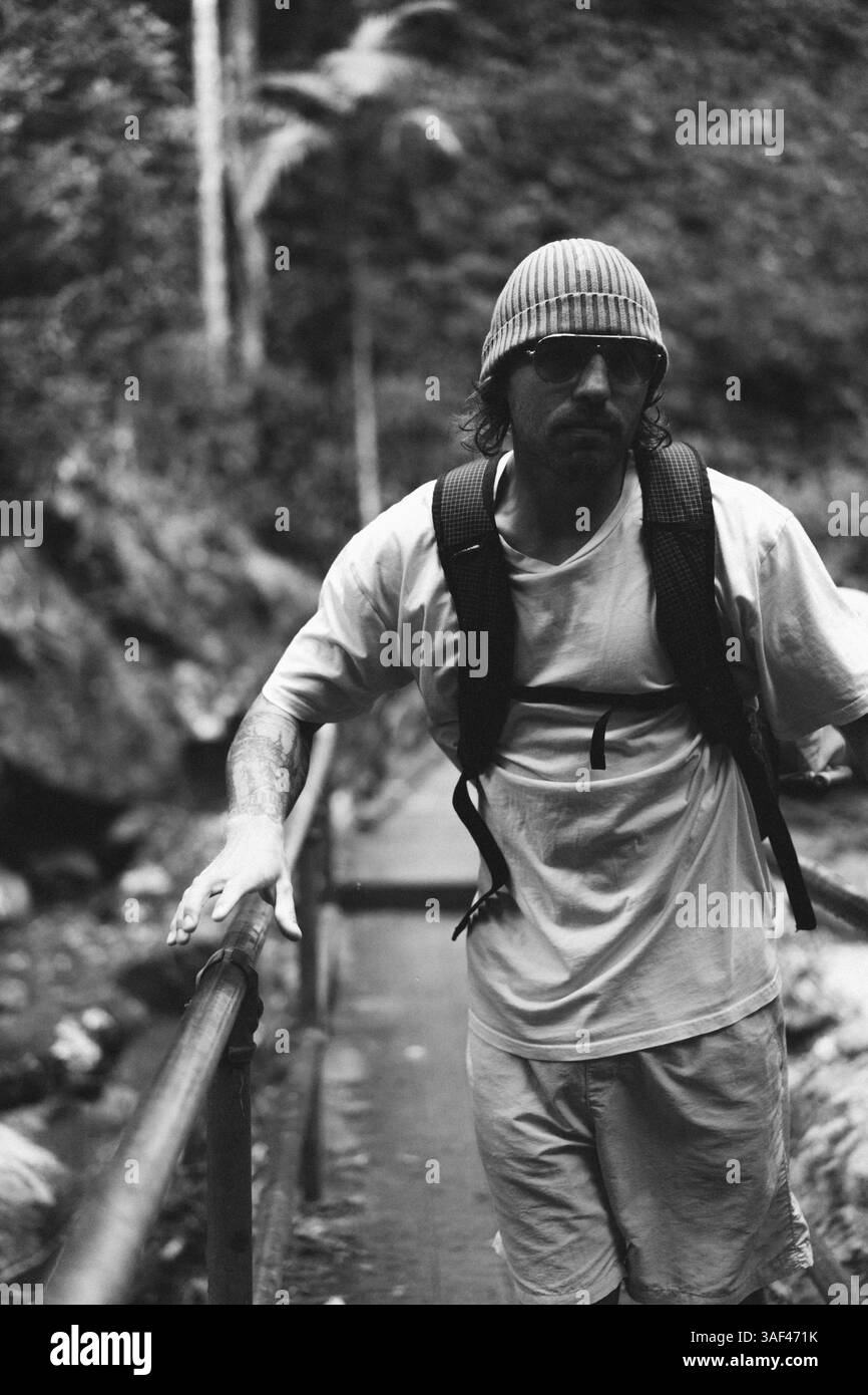 Waterfall nature trail in Black and White Stock Photos & Images - Alamy