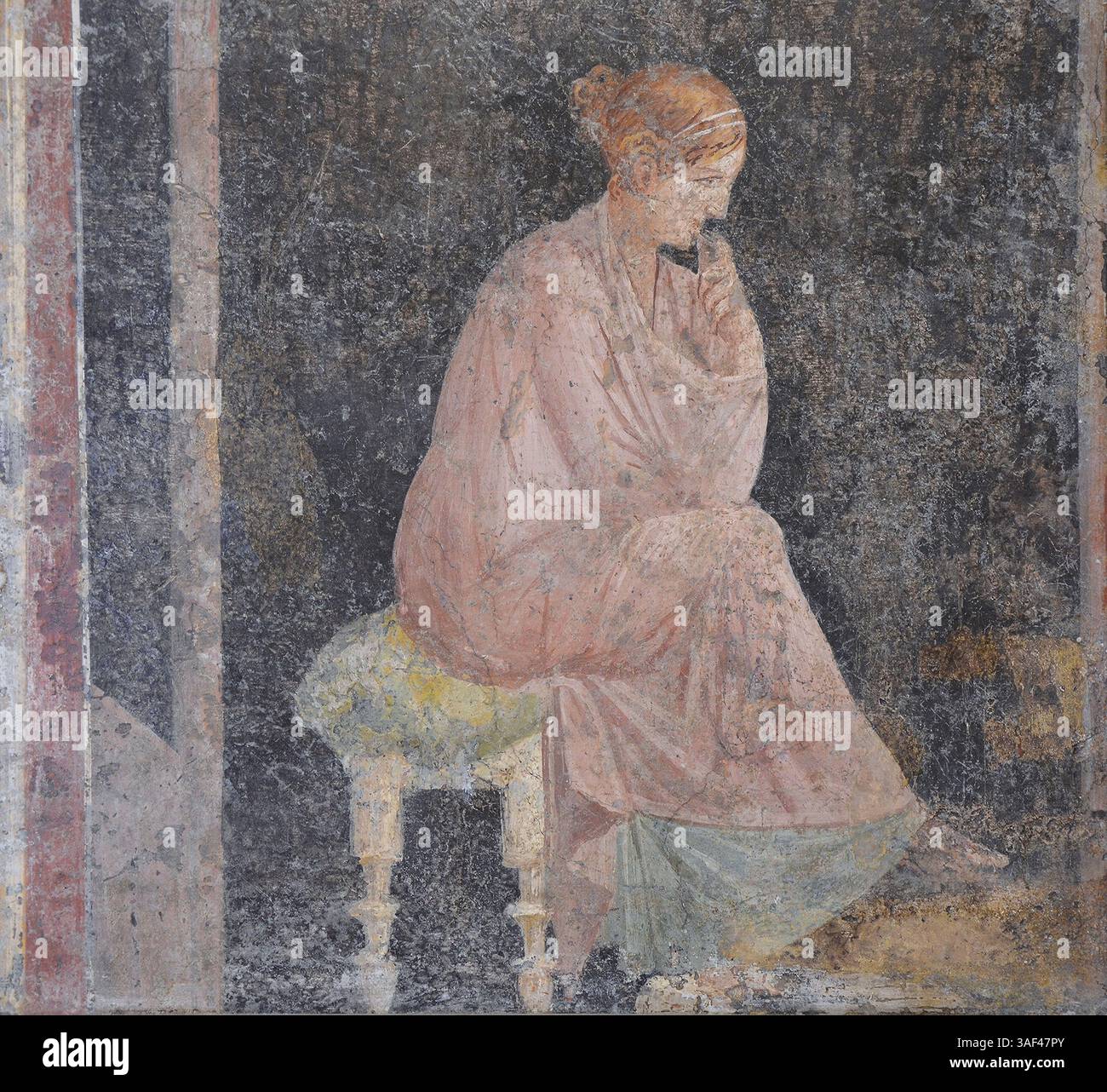 Fresco depicting a seated woman, from the Villa Arianna at Stabiae ...