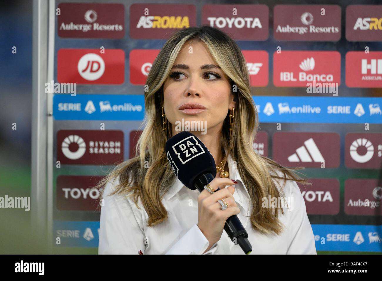 Roma, Italia. 06th Apr, 2025. Diletta Leotta during the Serie A Enilive ...