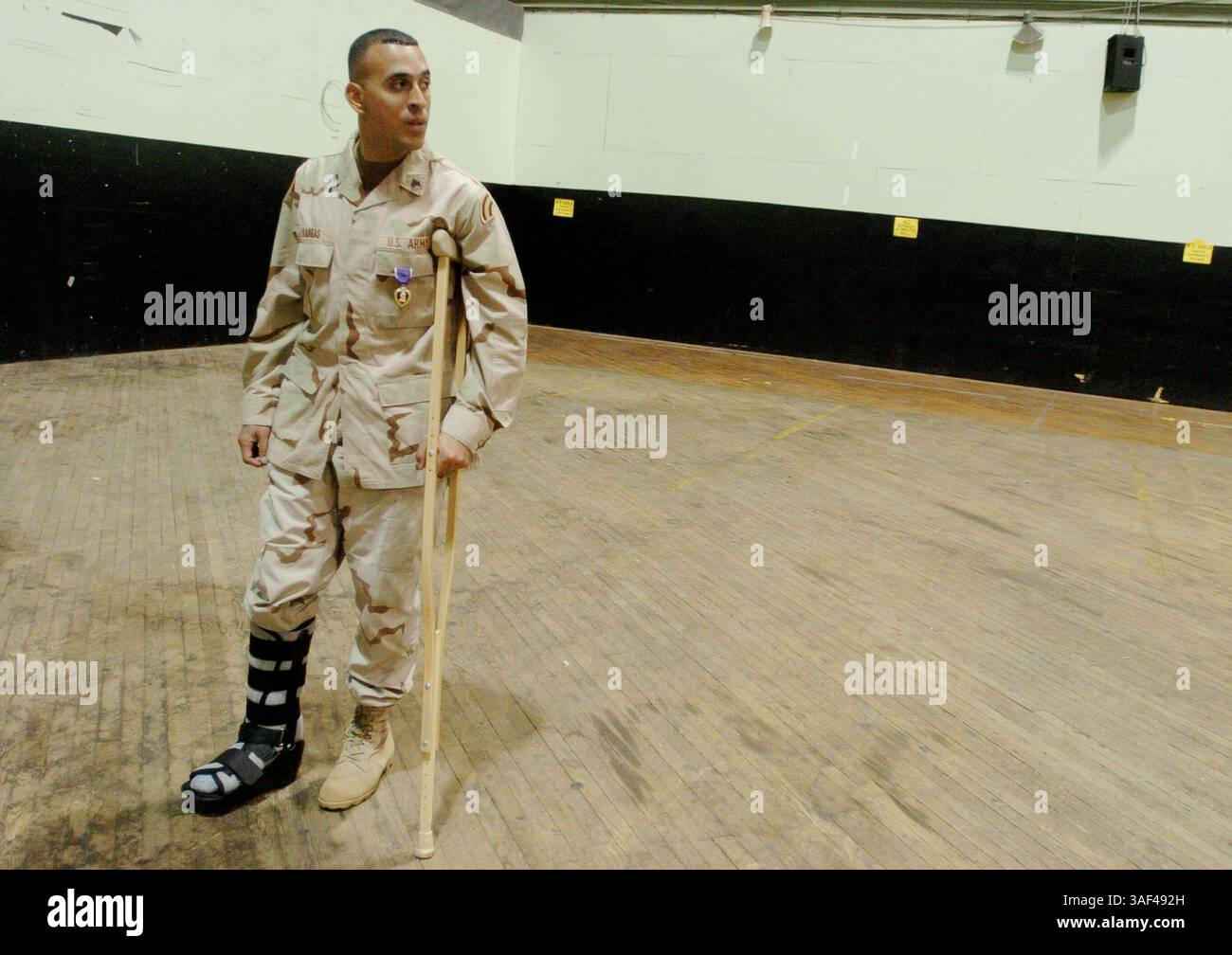 Apr 23, 2005; New York, NY, USA; Purple Heart recipient Sgt. FELIX VARGAS following the Ceremony ...