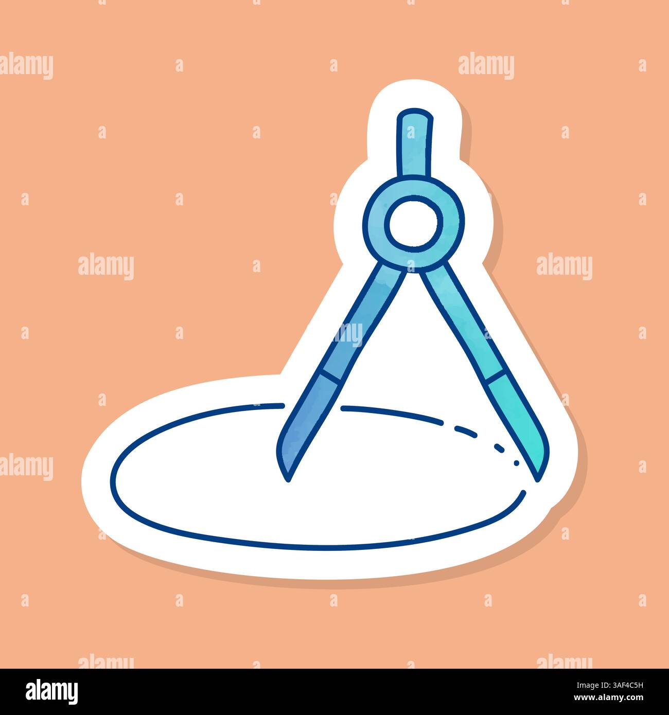Drawing compass color sticker Stock Vector Image & Art - Alamy