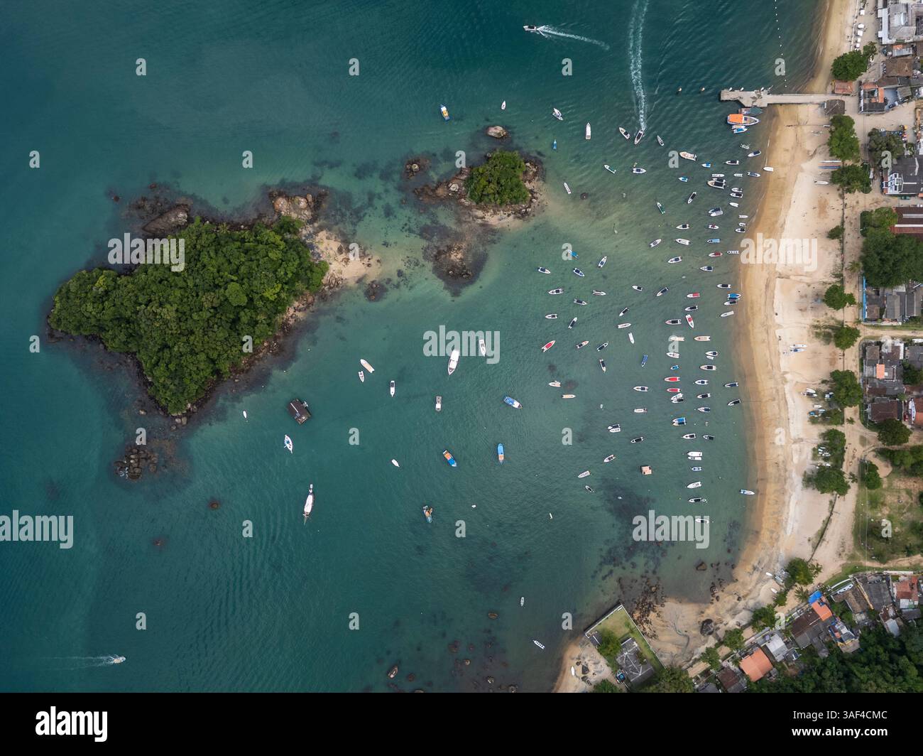 Beautiful aerial view to small island and boats Stock Photo - Alamy