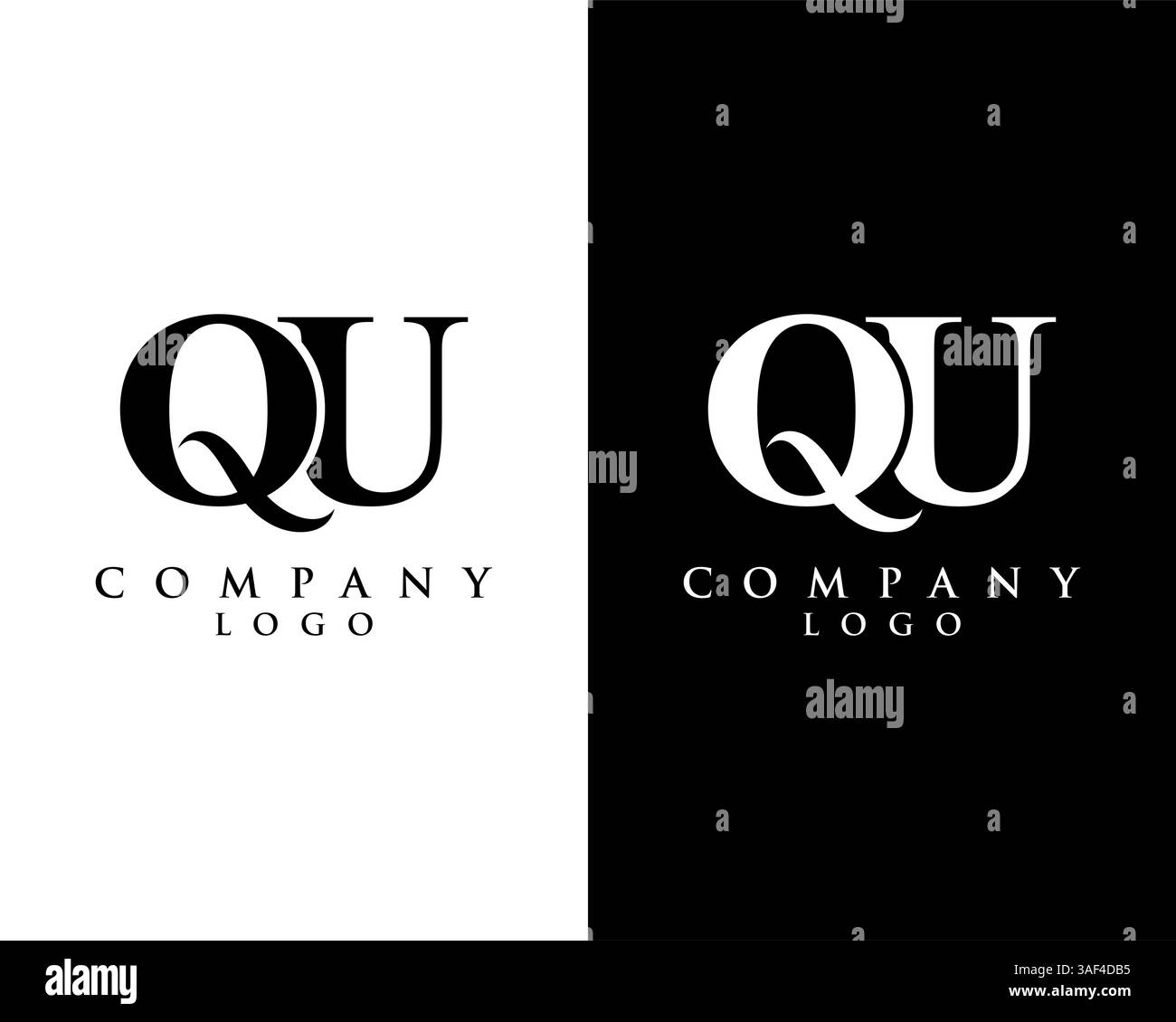 QU, UQ modern logo design with Black and white background. vector logo ...