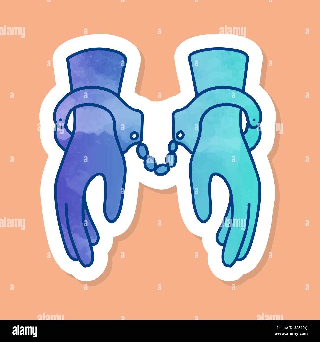Handcuffed hands color sticker Stock Vector Image & Art - Alamy