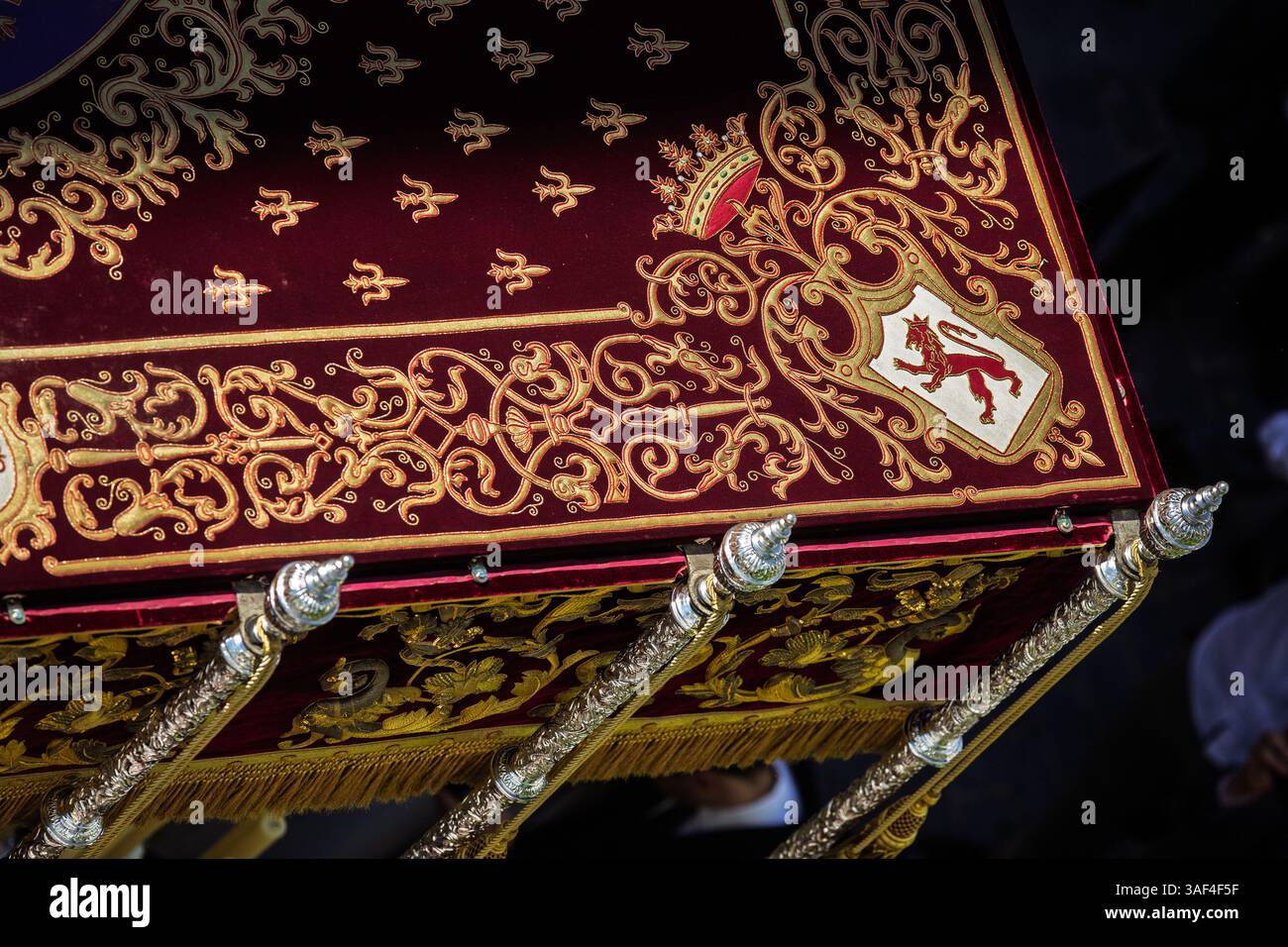 The ornate ceiling of the processional canopy features intricate ...