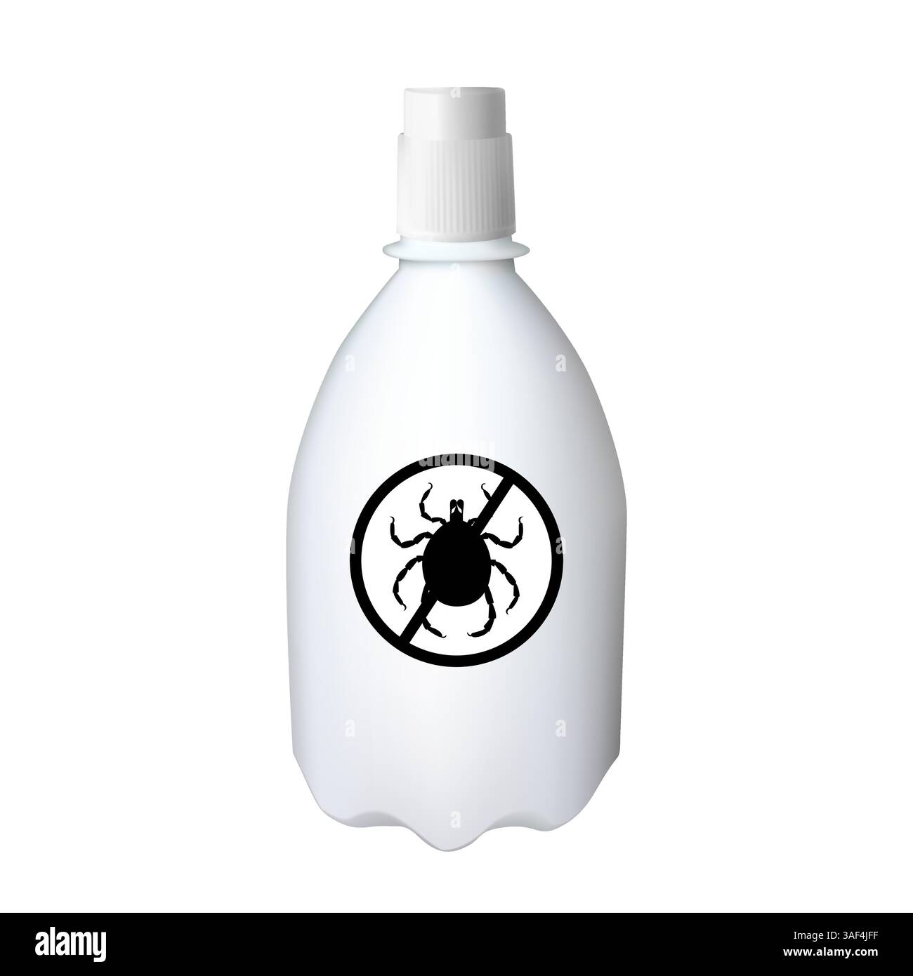 White plastic spray bottle containing mite repellent, isolated on white ...
