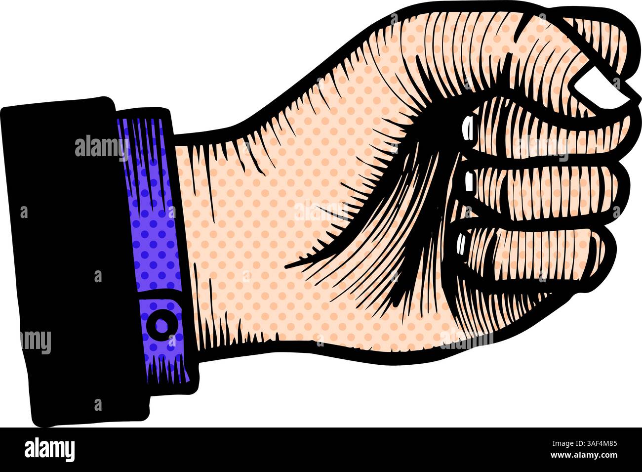 Hand drawn fist halftone color vector illustration Stock Vector Image ...