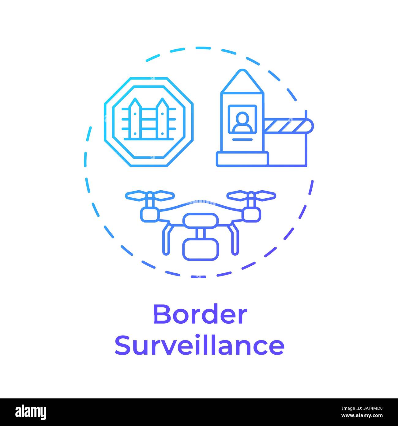 Border surveillance blue gradient concept icon Stock Vector Image & Art ...