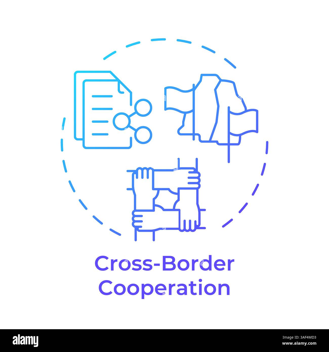 Cross border cooperation blue gradient concept icon Stock Vector Image ...