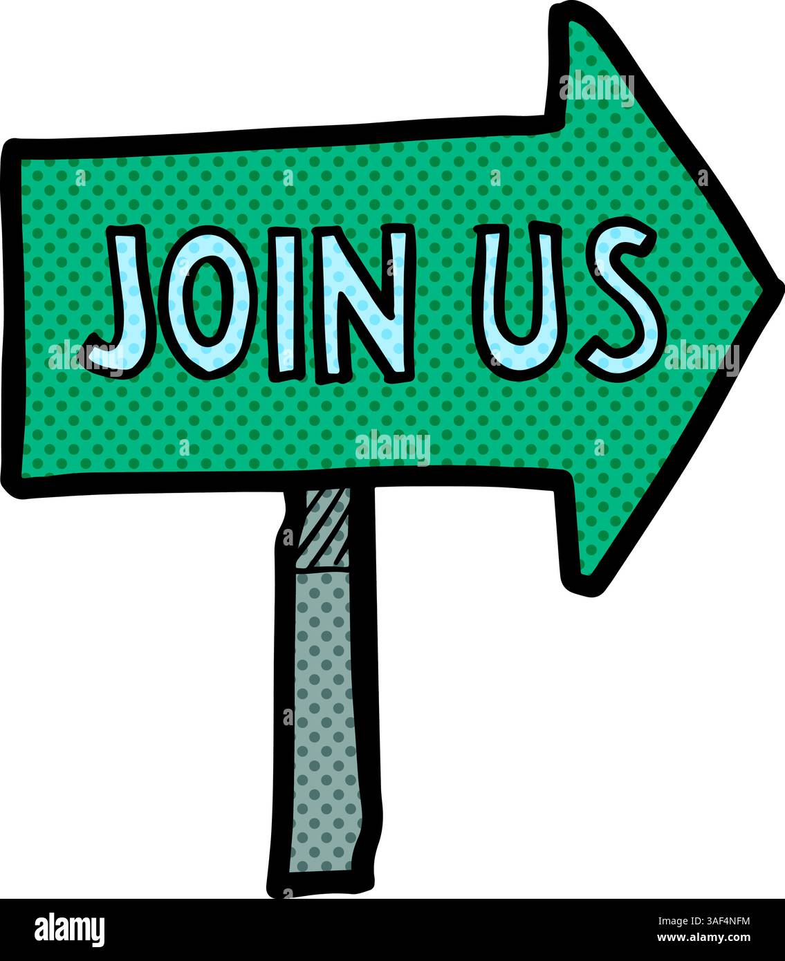 Hand drawn road sign with text join us halftone color vector ...