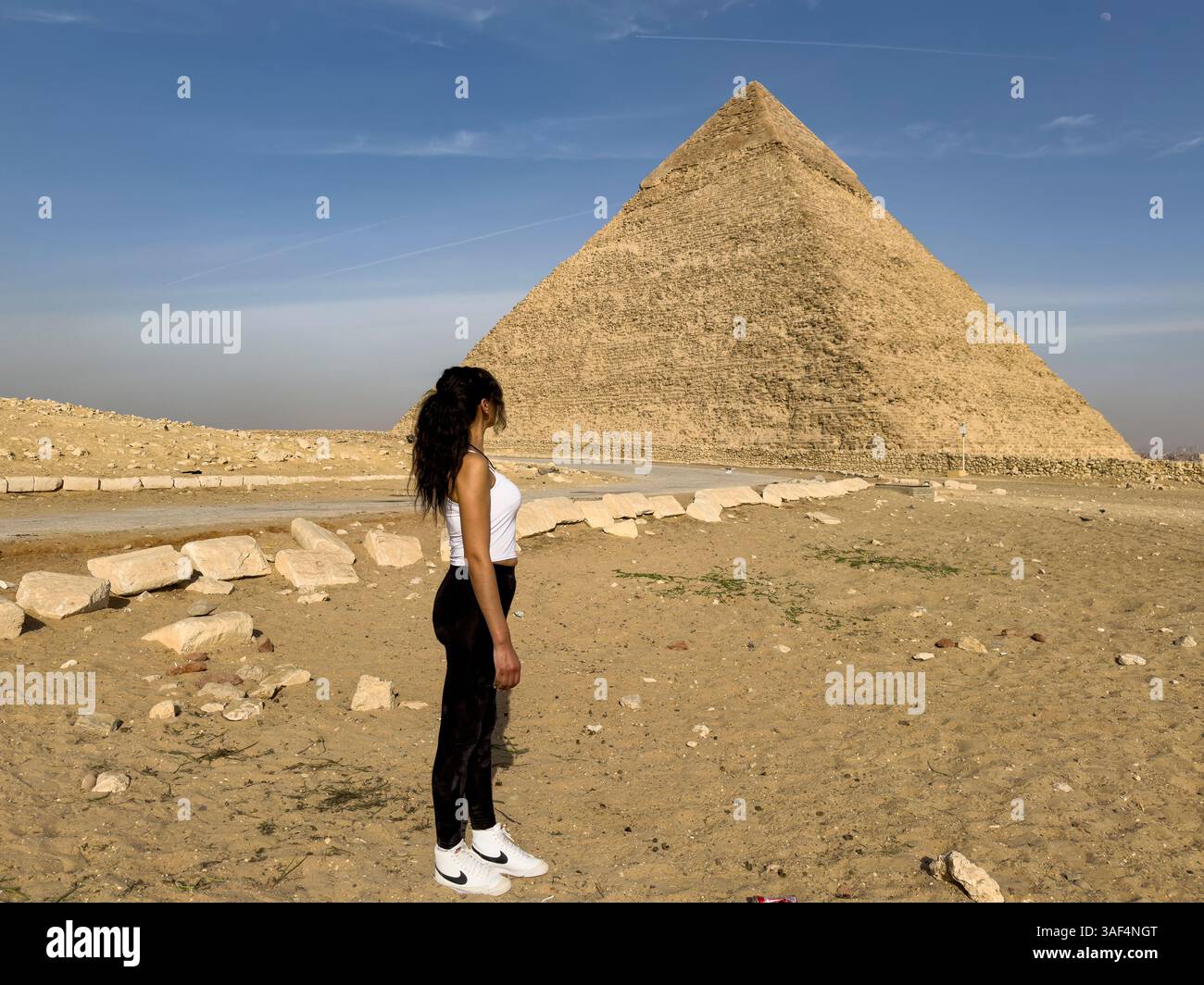 Cairo, Egypt; January 20, 2024: Witness a tourist walking through the ...
