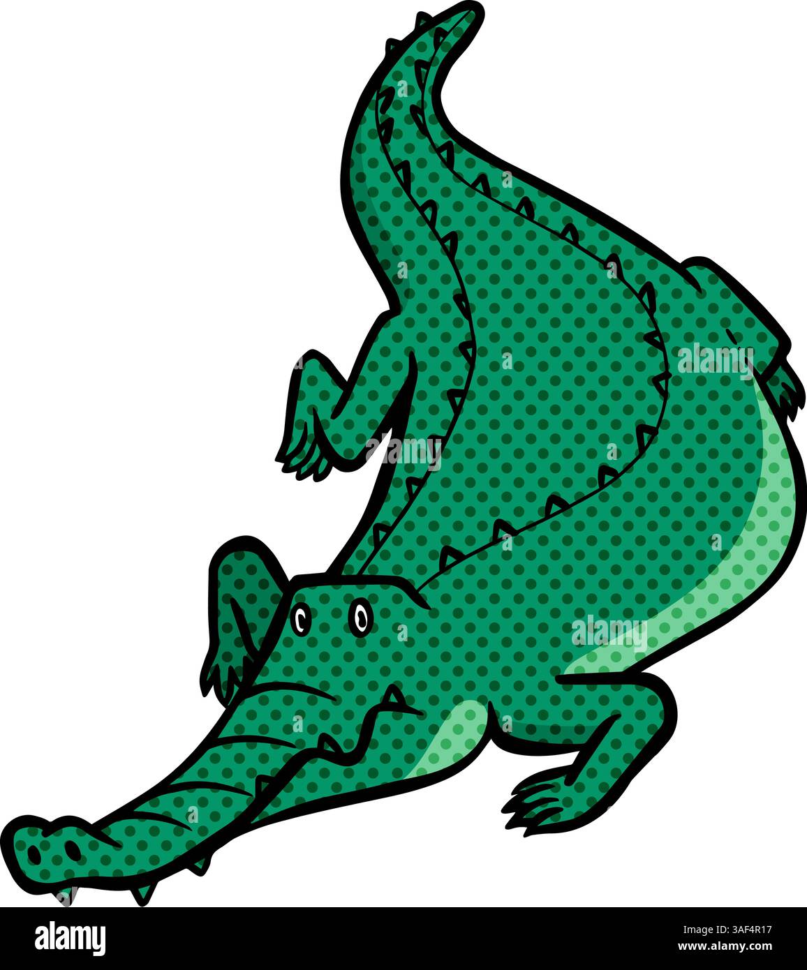 Hand drawn alligator halftone color vector illustration Stock Vector ...