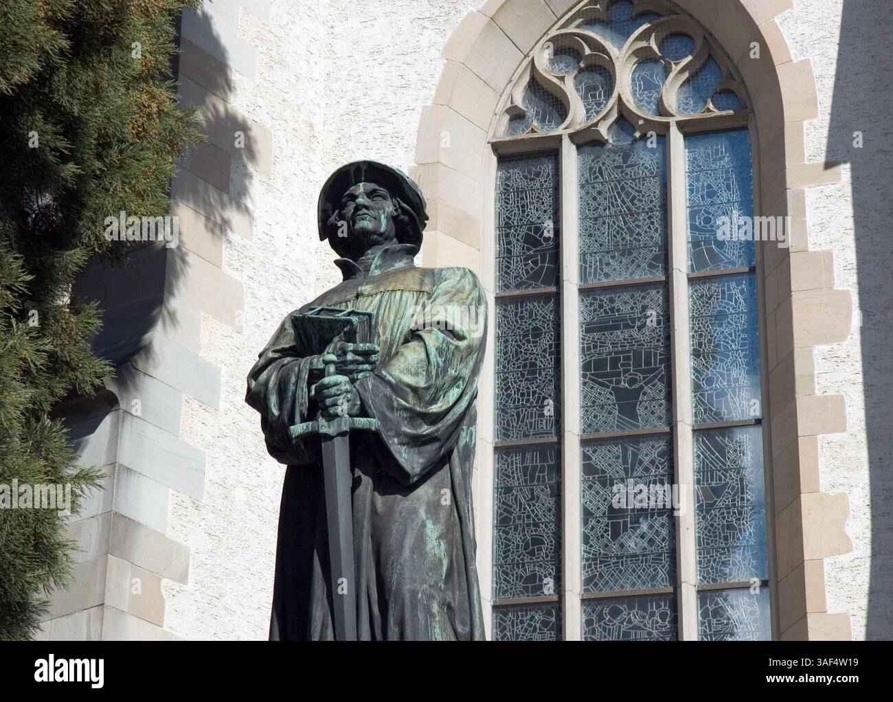 Apr 10, 2005; Zurich, SWITZERLAND; The statue of Ulrich Zwingli in the ...