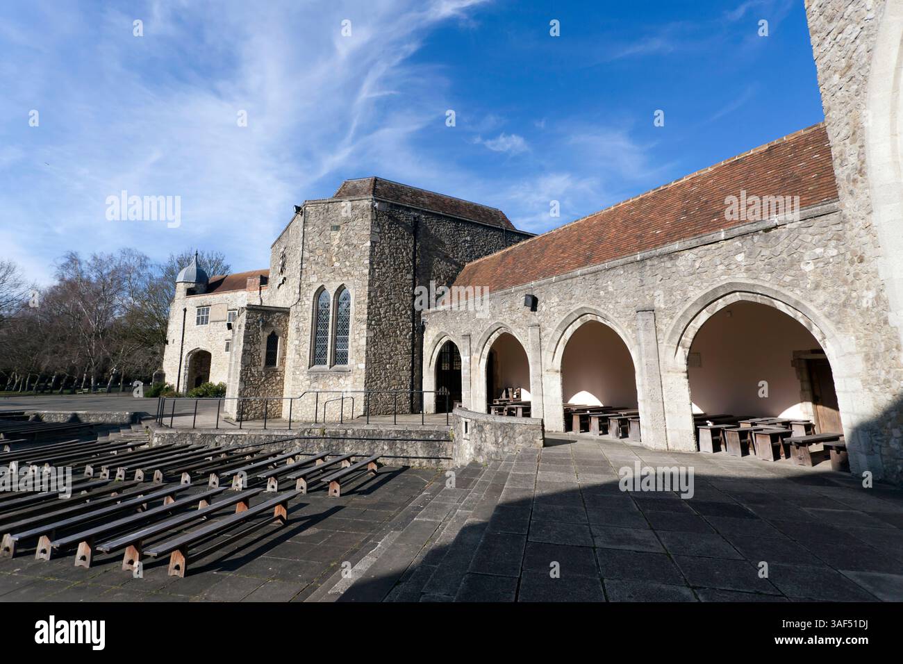 View of part of the large piazza and Chapels, built in the 1950's to ...