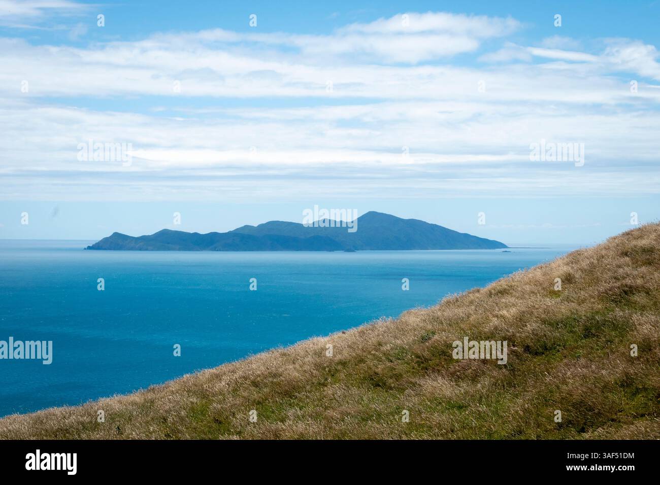 Kapiti Island and farmland, taken from near Pukerua Bay, Porirua ...