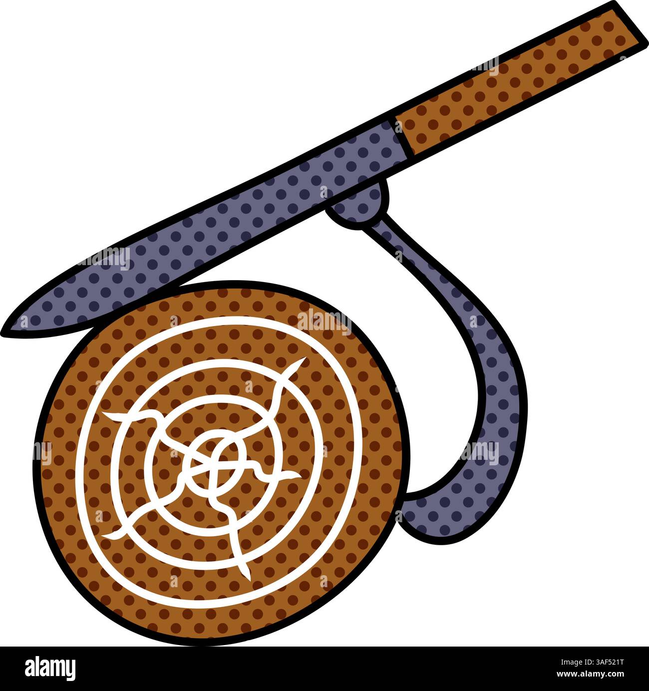 wood log timber cant hook halftone hand drawn color vector illustration ...