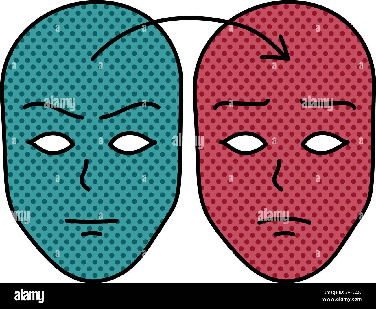 deep fake face swap halftone hand drawn color vector illustration Stock ...