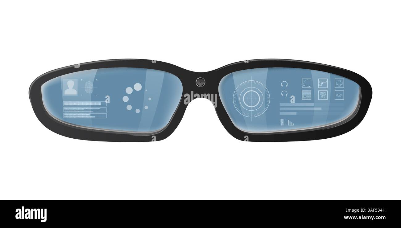 Smart glasses are displaying a futuristic augmented reality interface ... Smart glasses are displaying a futuristic augmented reality interface ...