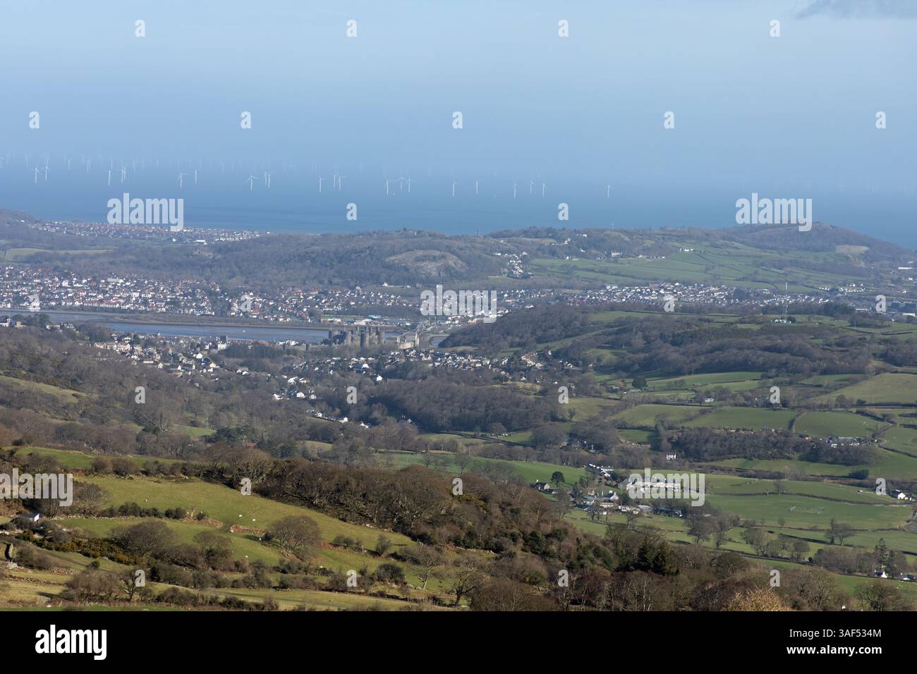 View toward Conwy Llandudno and the Great Orme from the slopes of Tal y ...