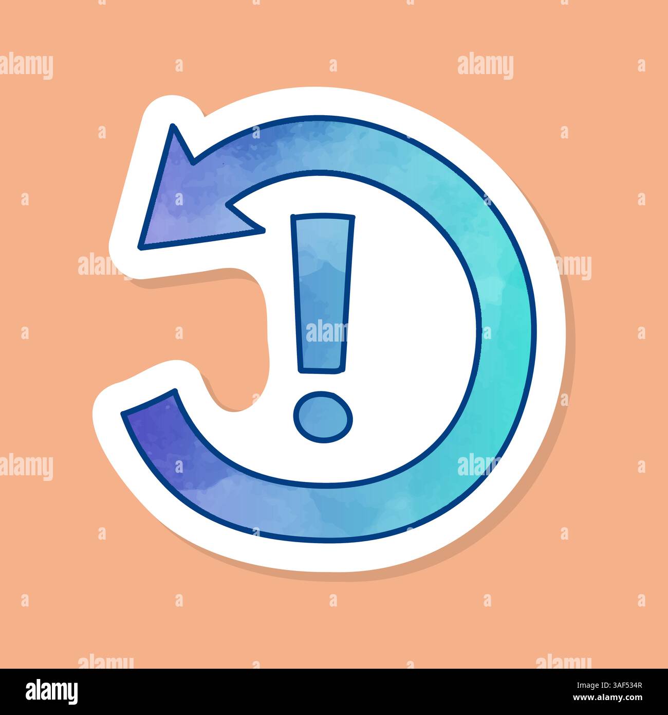 Counterclockwise rotating arrow icon with exclamation mark color ...
