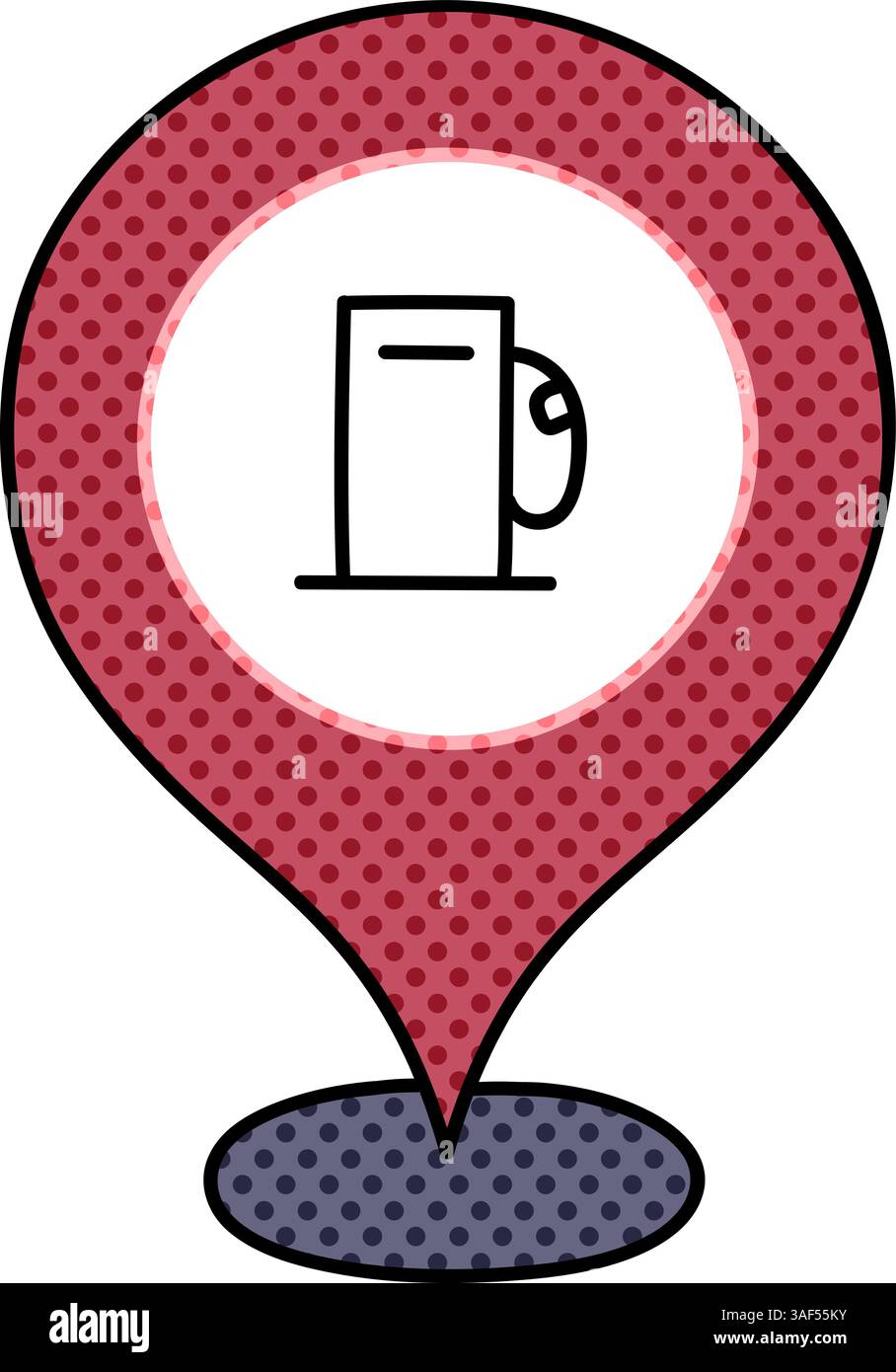 pin map gas station halftone hand drawn color vector illustration Stock ...