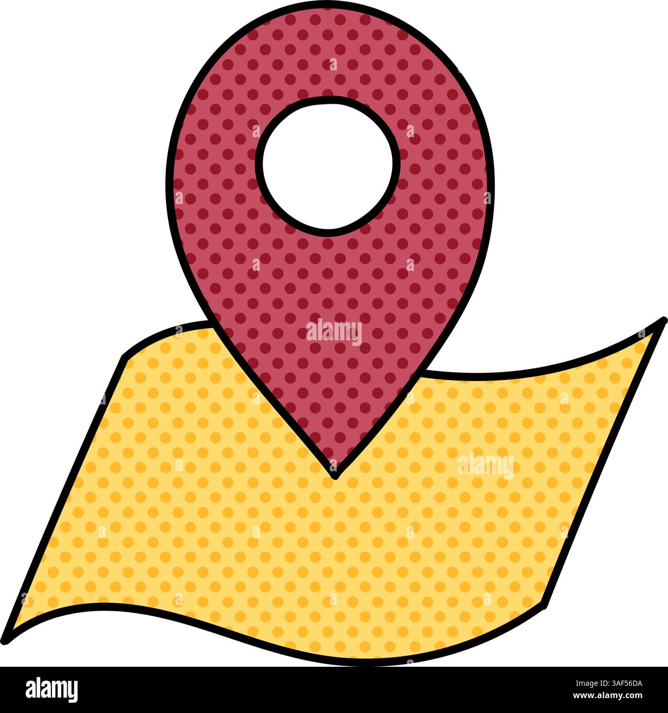 map pin on paper halftone hand drawn color vector illustration Stock ...