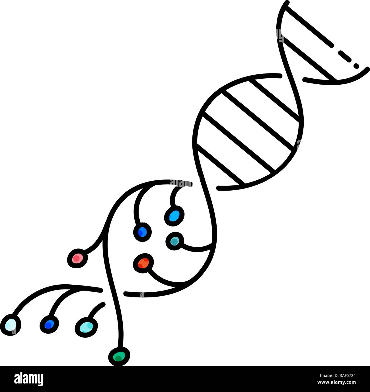 artificially modified dna strains halftone hand drawn color vector ...