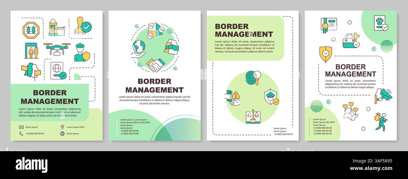 Integrated border management green circle brochure layout Stock Vector ...