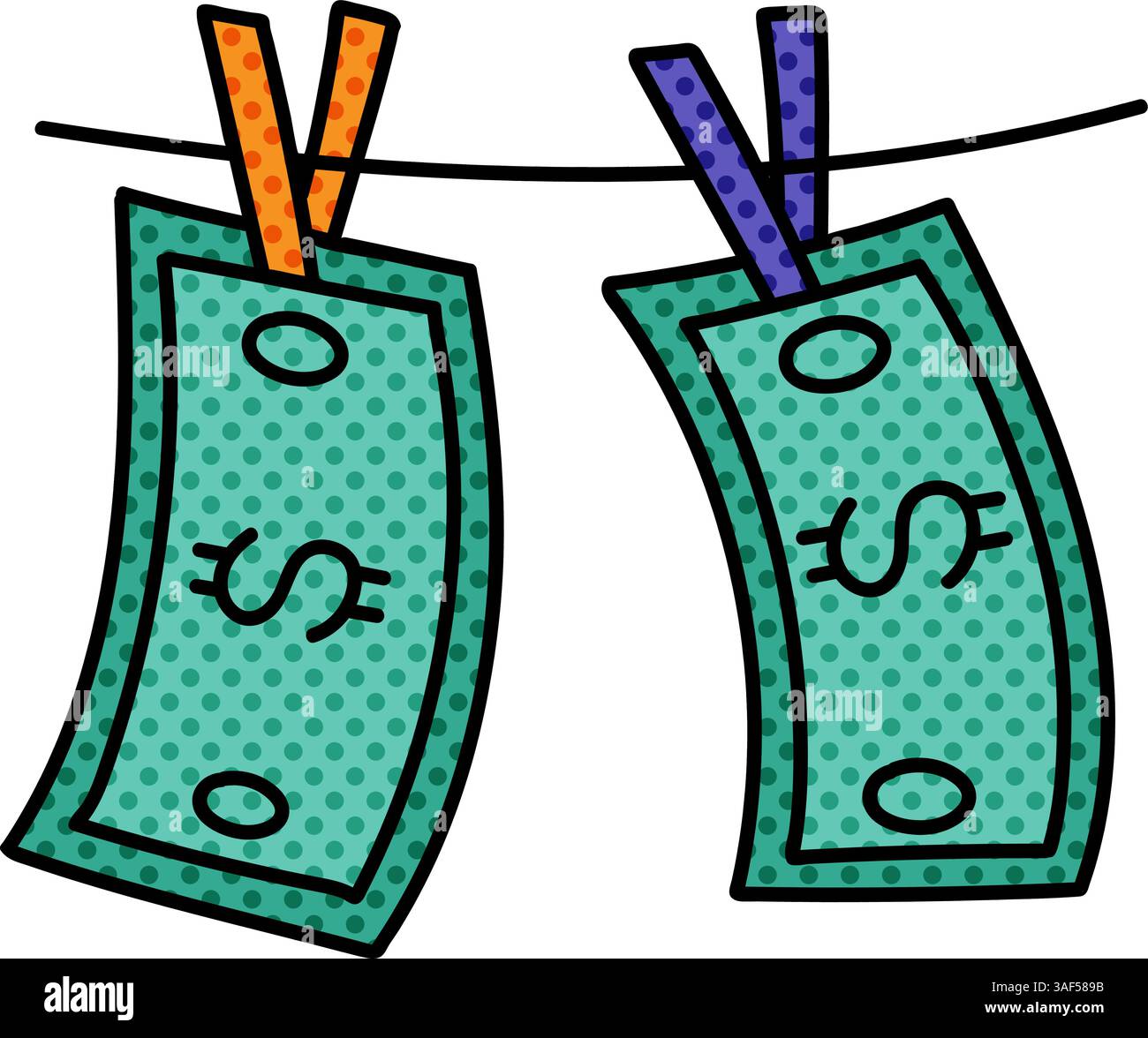 money laundry halftone hand drawn color vector illustration Stock ...