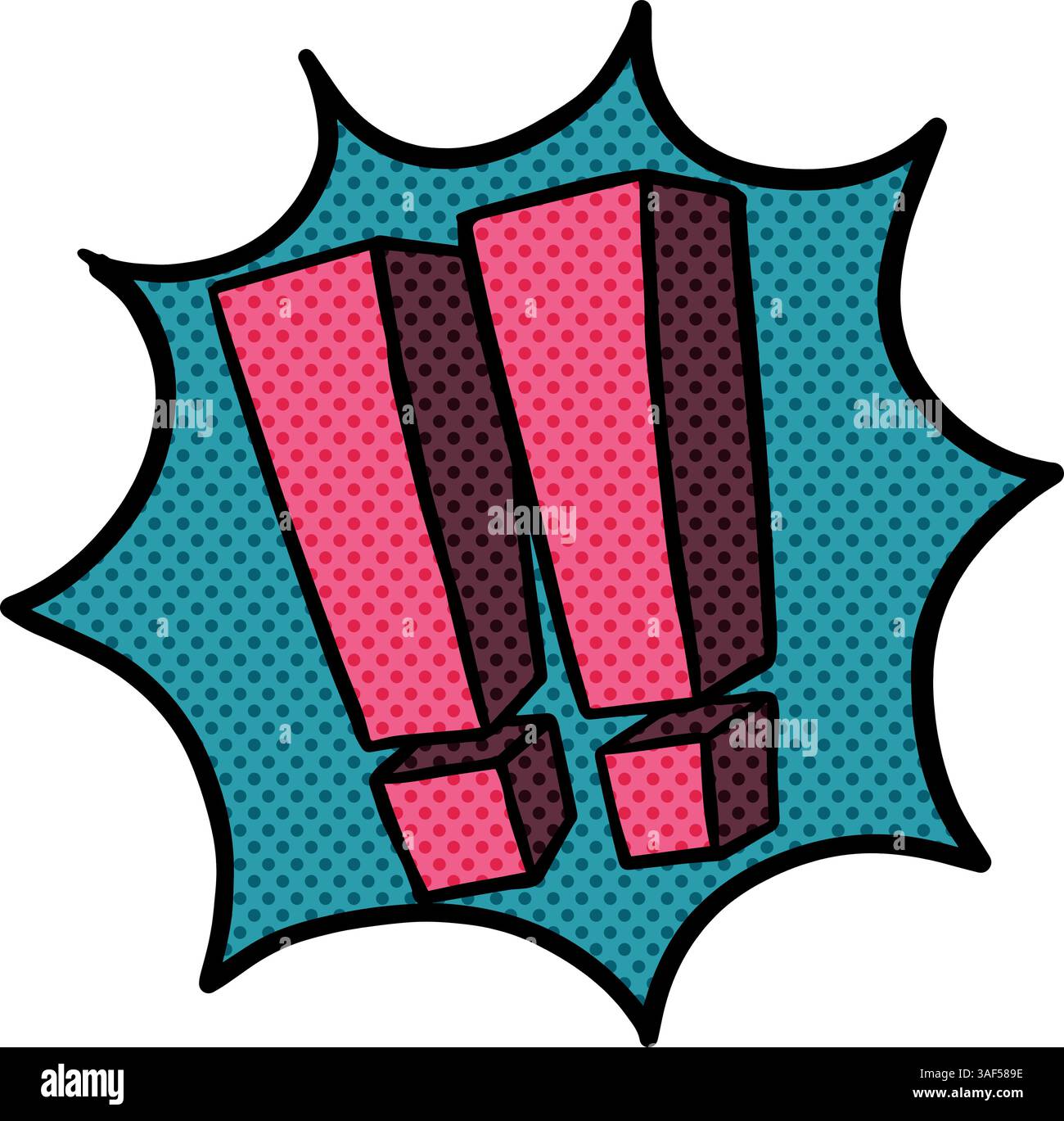 Hand drawn exclamation mark halftone color vector illustration Stock ...