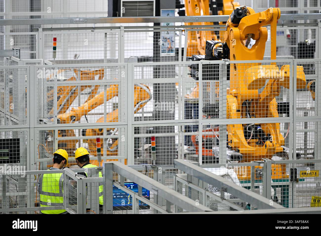 NANJING, CHINA - APRIL 7, 2025 - The industrial robot test area of ...