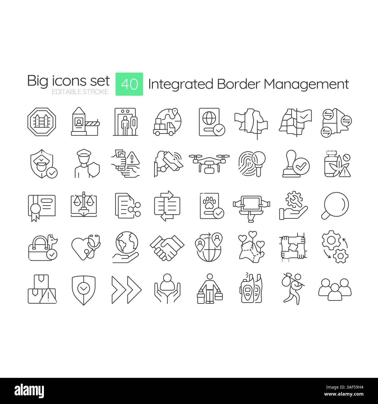 Integrated border management line icons set Stock Vector Image & Art ...
