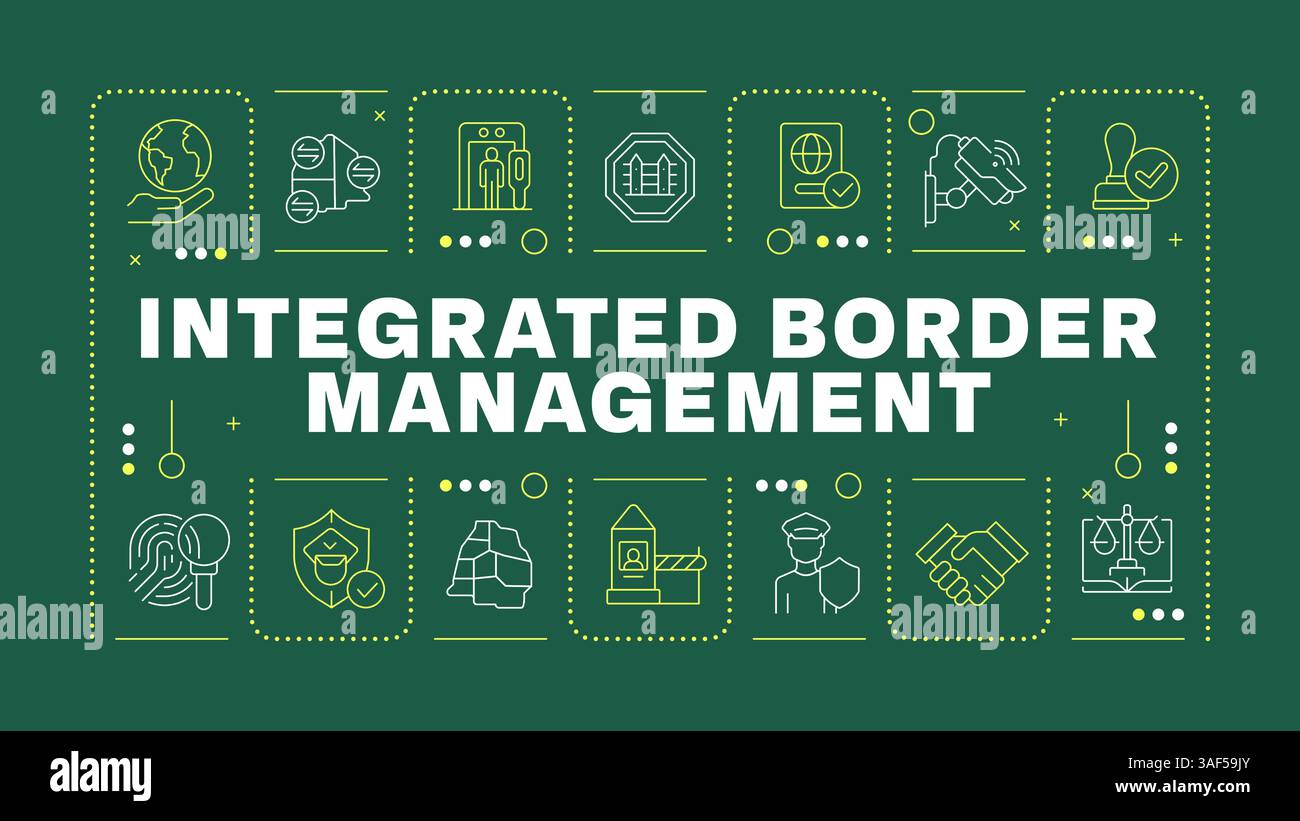 Integrated border management pine green word concept Stock Vector Image ...