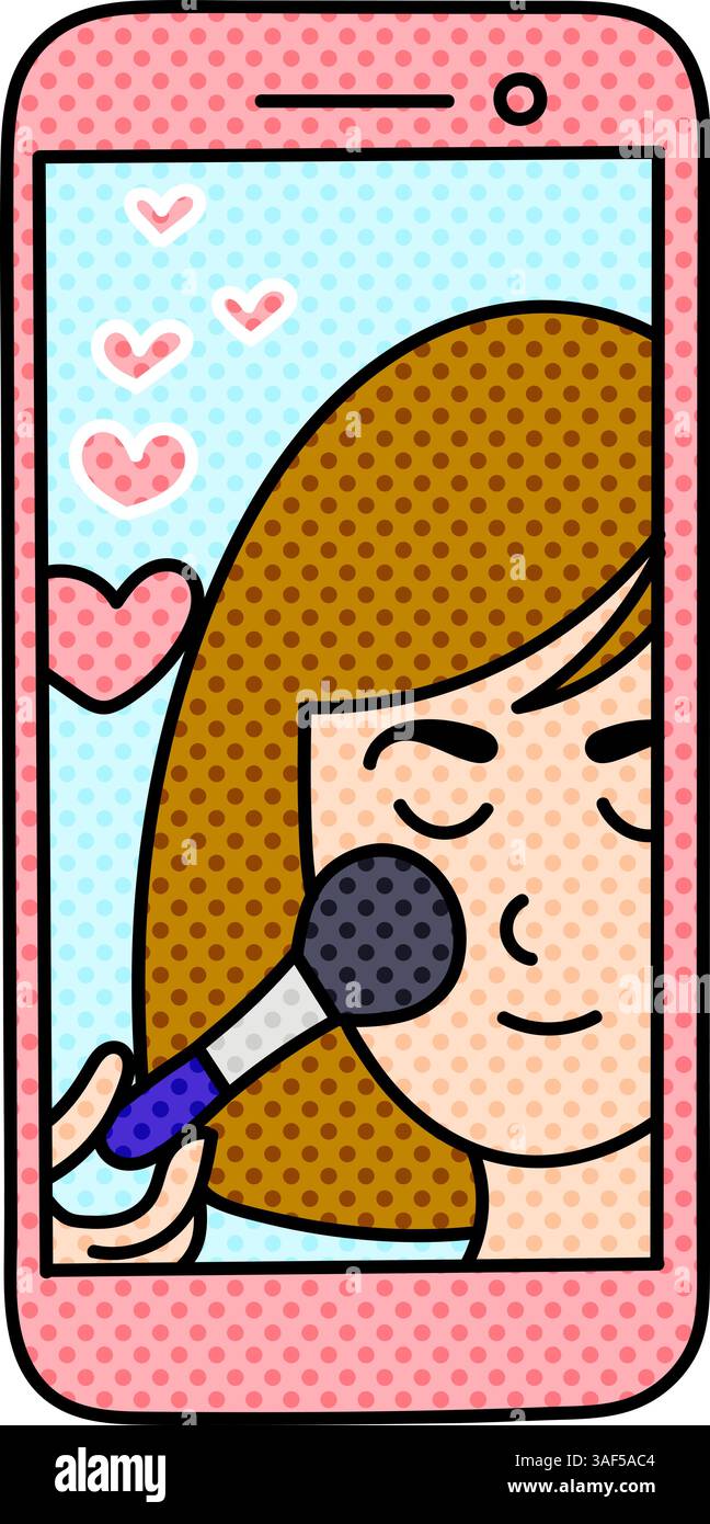 beauty make up online tutorial halftone hand drawn color vector ...