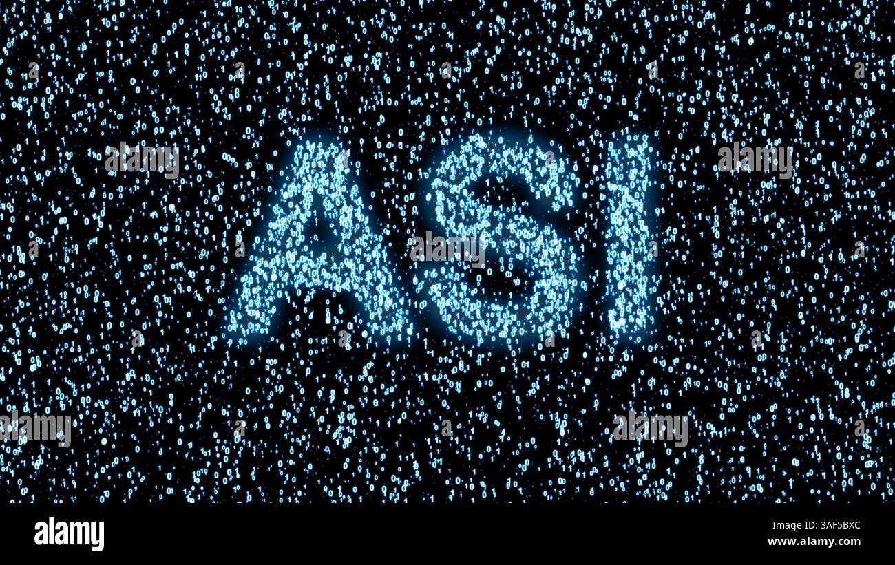 Binary field of 0s and 1s forming the word ASI — a bold symbolic ...
